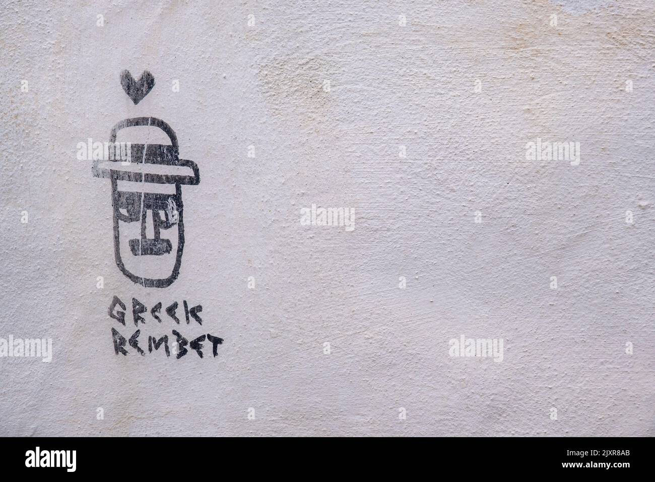 Greek Rembet text and charcoal drawing of a masculine macho man with ...