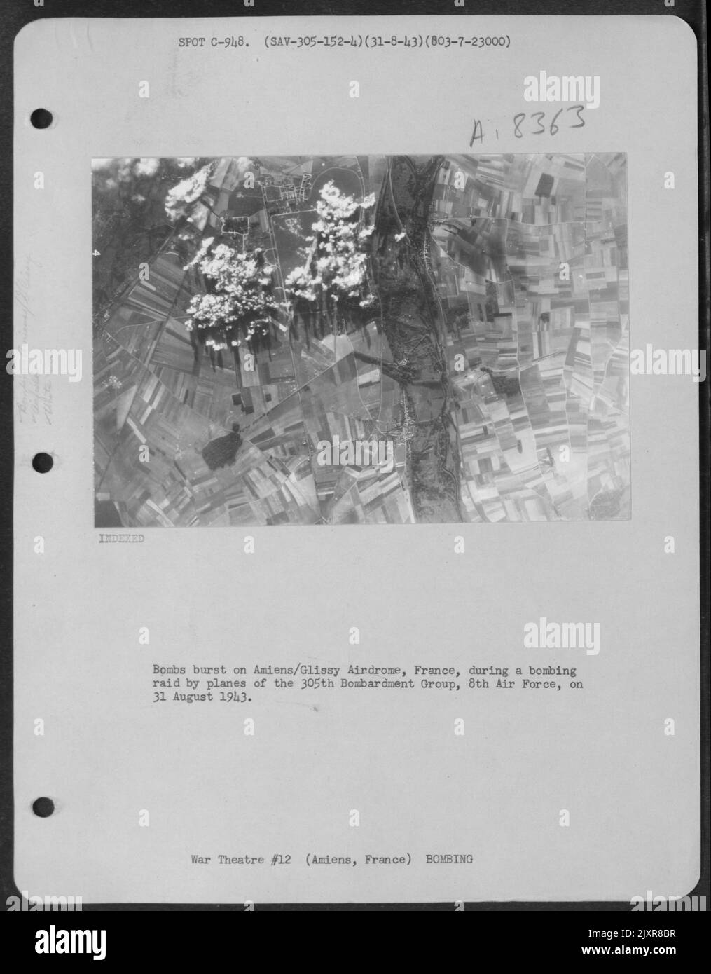Bombs Burst On Amiens/Glissy Airdrome, France, During A Bombing Raid By ...