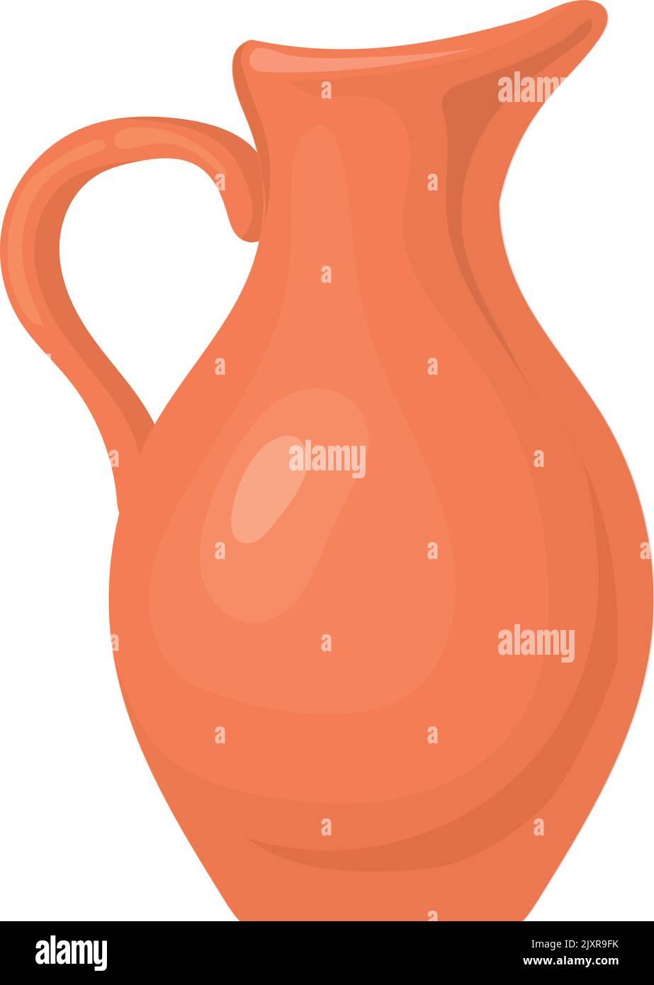 Classic clay pitcher. Old ceramic cartoon jug isolated on white ...