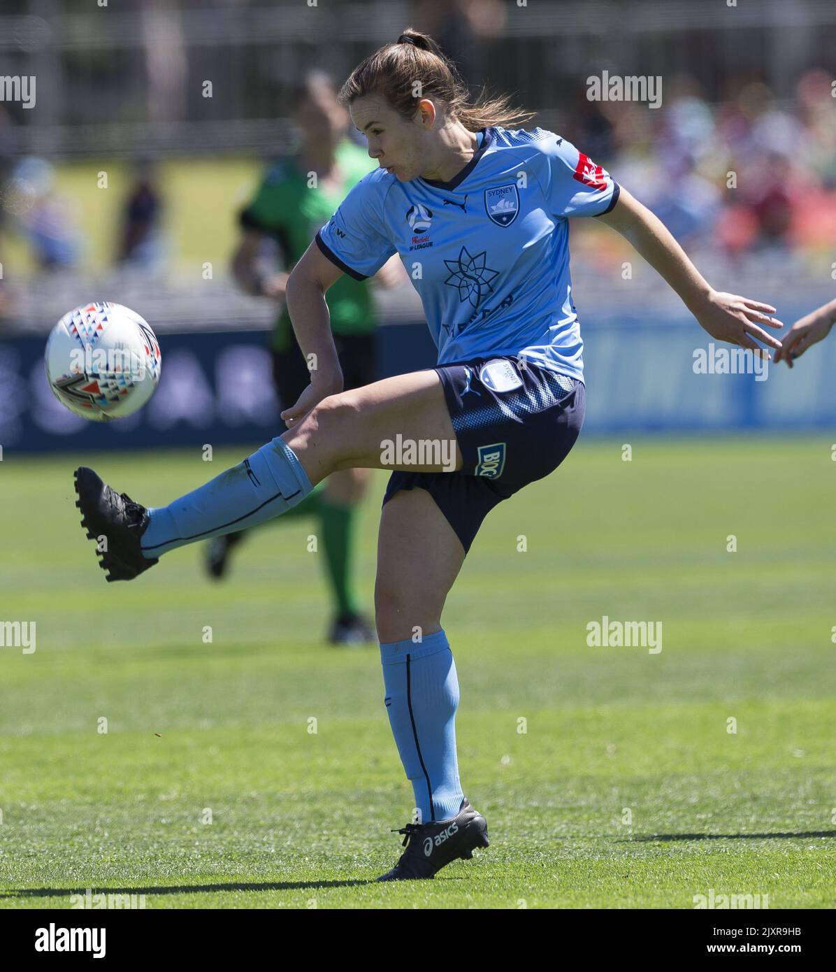Natalie Tobin of Sydney kicks during the Round 4 W-League match between ...