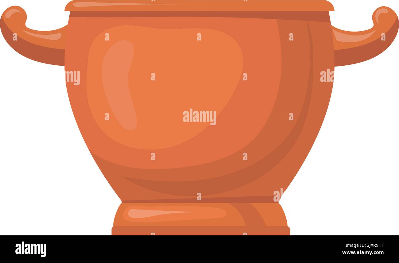 Vintage ceramic pot. Cartoon clay kitchen utensil isolated on white ...