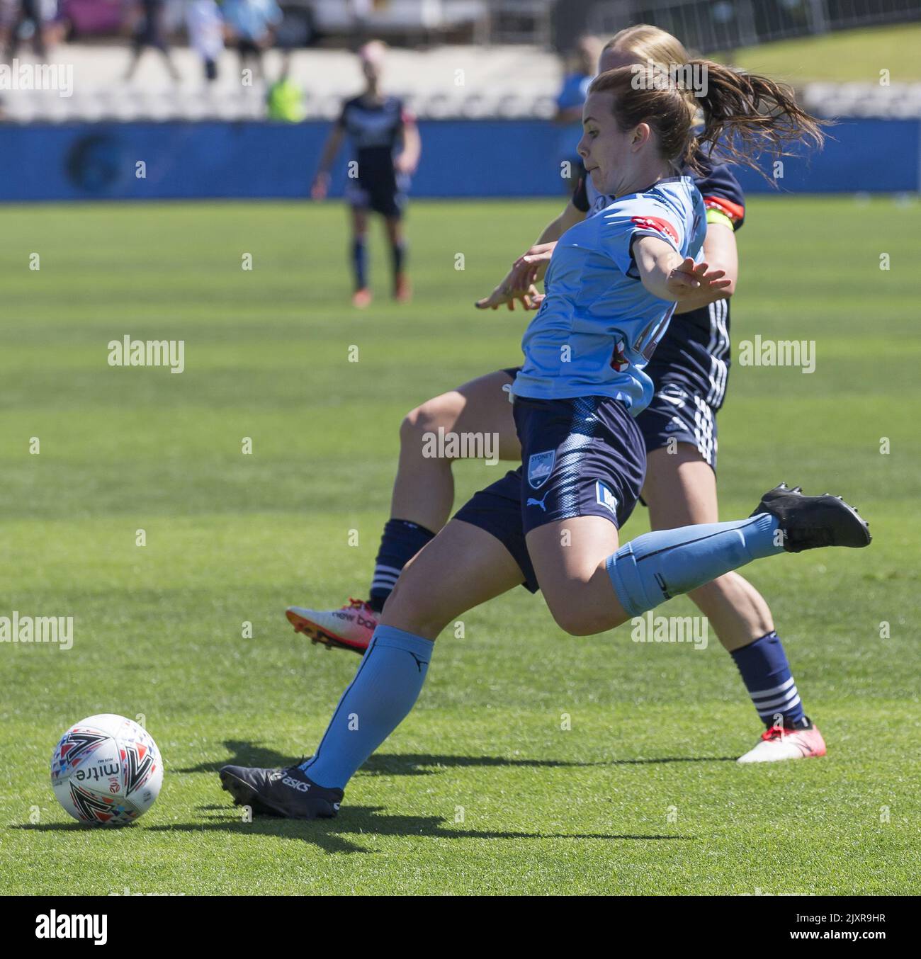 Natalie Tobin of Sydney kicks during the Round 4 W-League match between ...