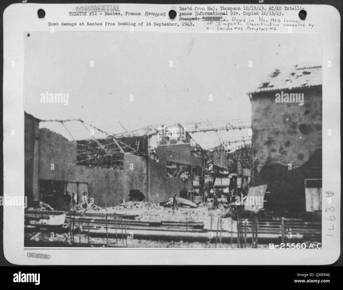Bomb damage at Nantes from bombing of 16 September, 1943 Stock Photo ...