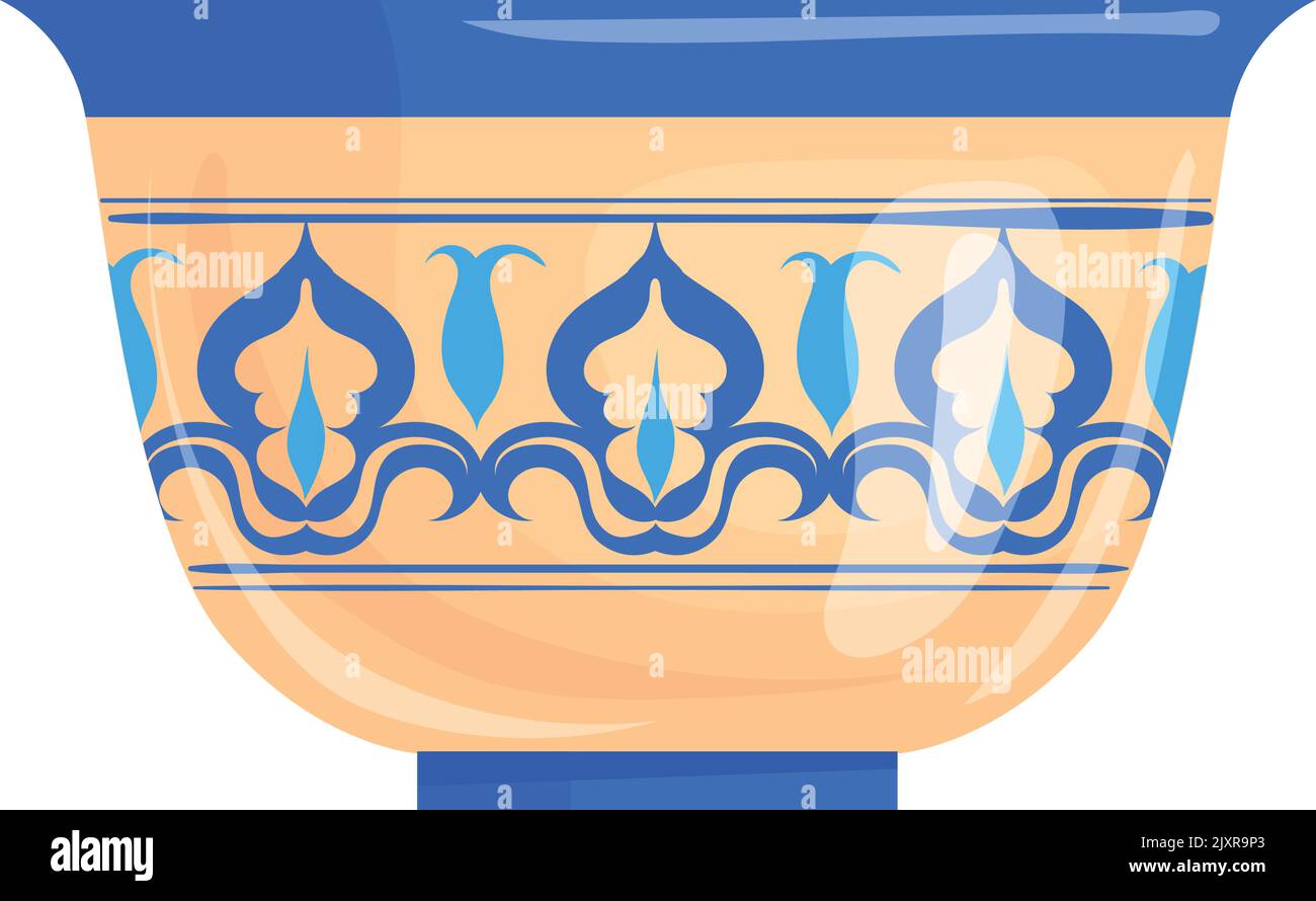Ancient arabic bowl icon. Cartoon old ceramic isolated on white ...