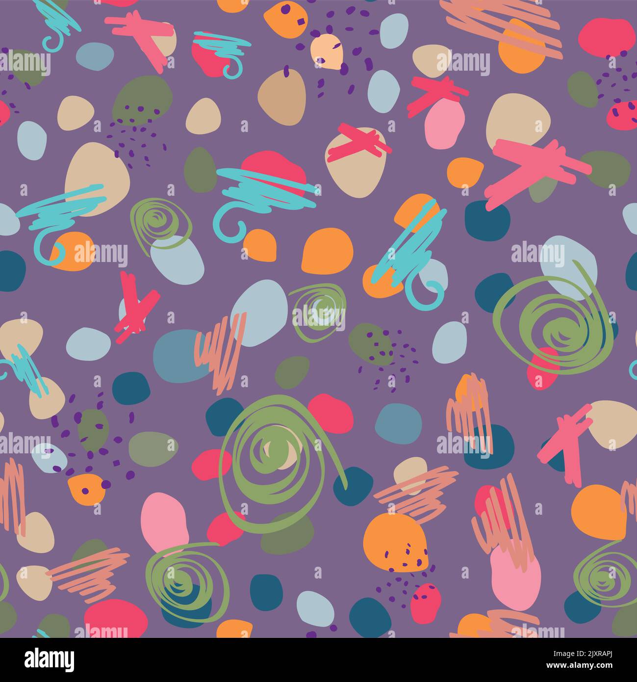 Abstract trendy seamless patterns set with hand drawn colorful shapes ...