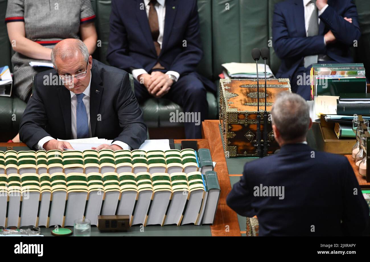 Prime Minister Scott Morrison and Leader of the Opposition Bill Shorten ...