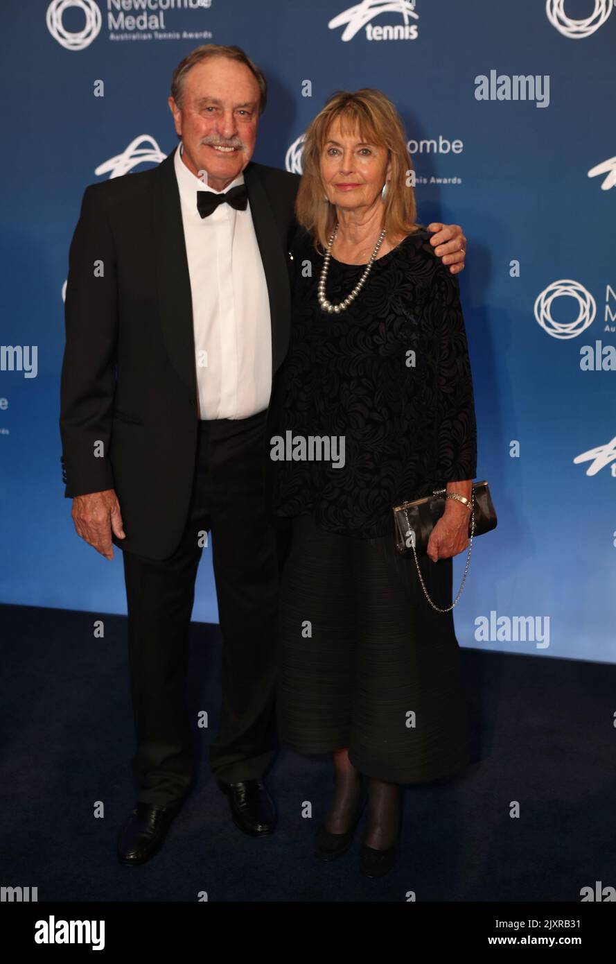 John Newcombe (left) and his wife Angie Newcombe arrive at the John ...