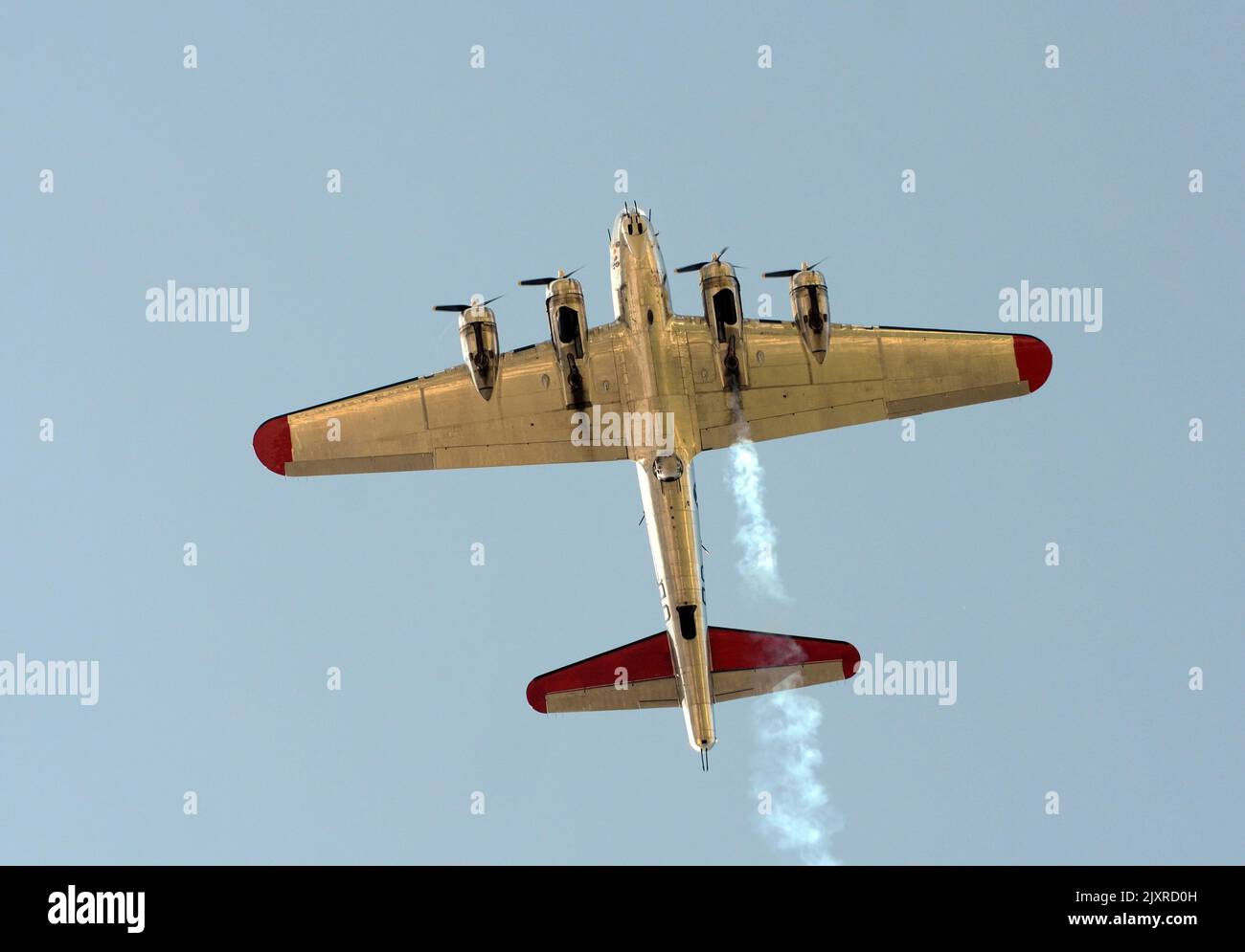World War 2 Flying Fortress bomber on a mission seen from below Stock ...