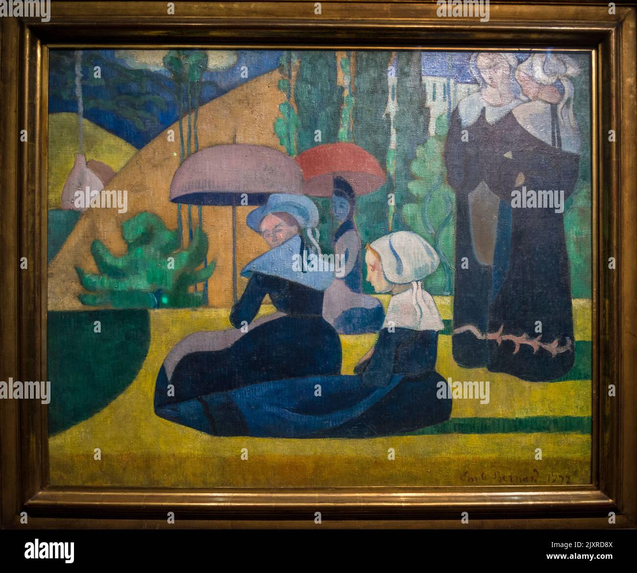 Emile Bernard painting Breton women in the shade, 1892, Musée d'Orsay ...