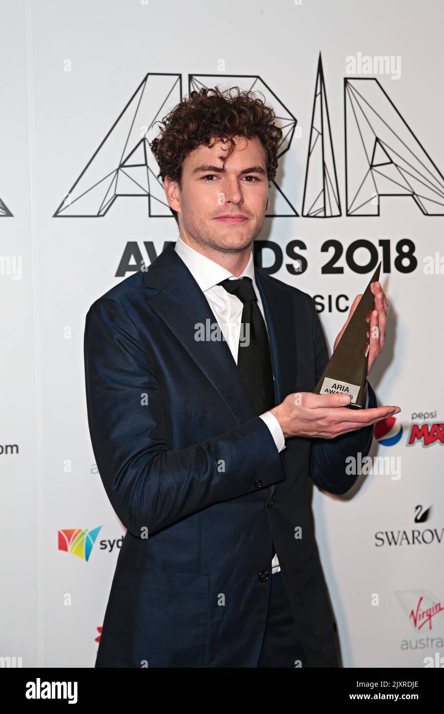 Vance Joy poses for a photograph after winning adult contemporary album ...