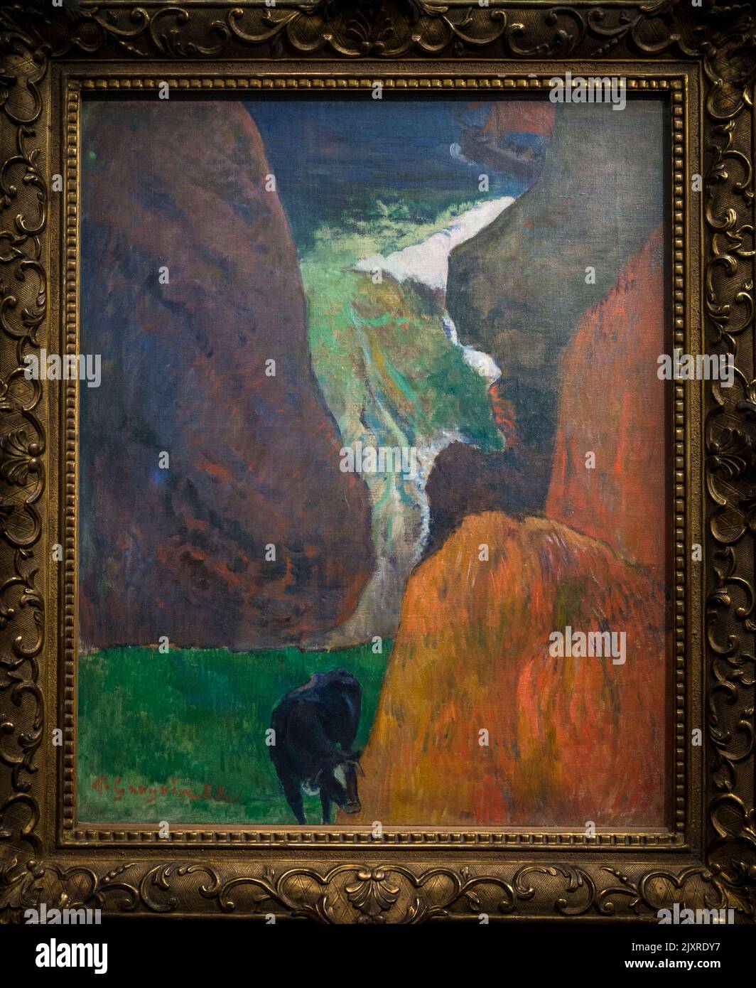 Paul Gauguin, Seascape with a cow, Musée d'Orsay, Paris, France Stock ...