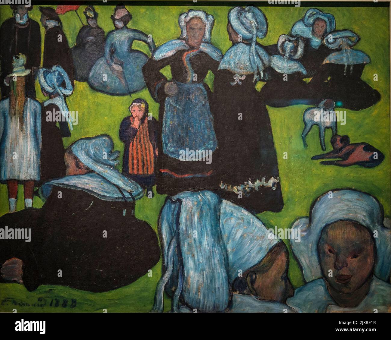 Emile Bernard painting Breton Women in a Green Pasture, Bernard, 1888 ...