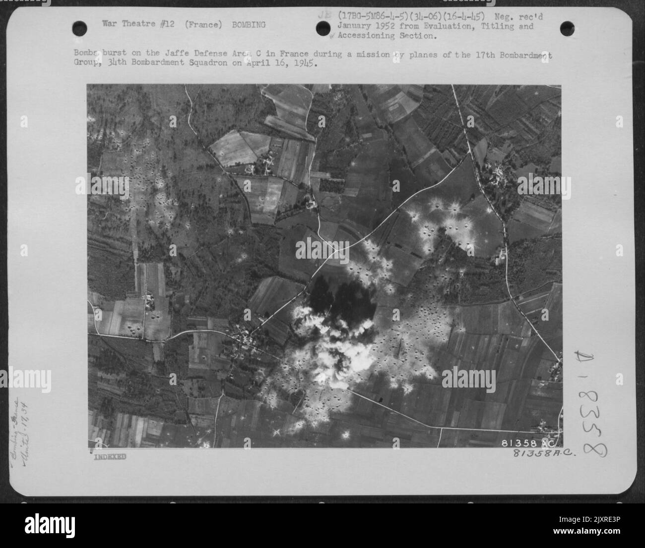 Bombs Burst On The Jaffe Defense Area C In France During A Mission By ...