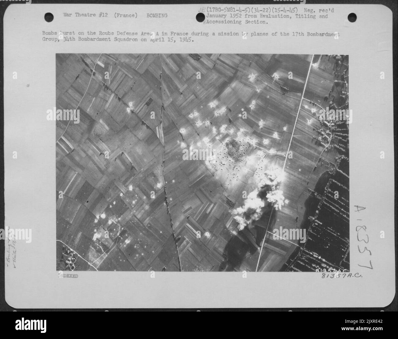 Bombs Burst On The Roube Defense Area A In France During A Mission By ...