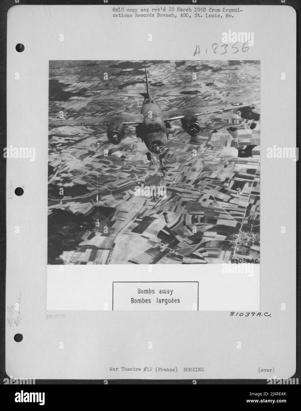 A Martin B-26 Of The 42Nd Bomb Wing Unloads A String Of Bombs Over An ...