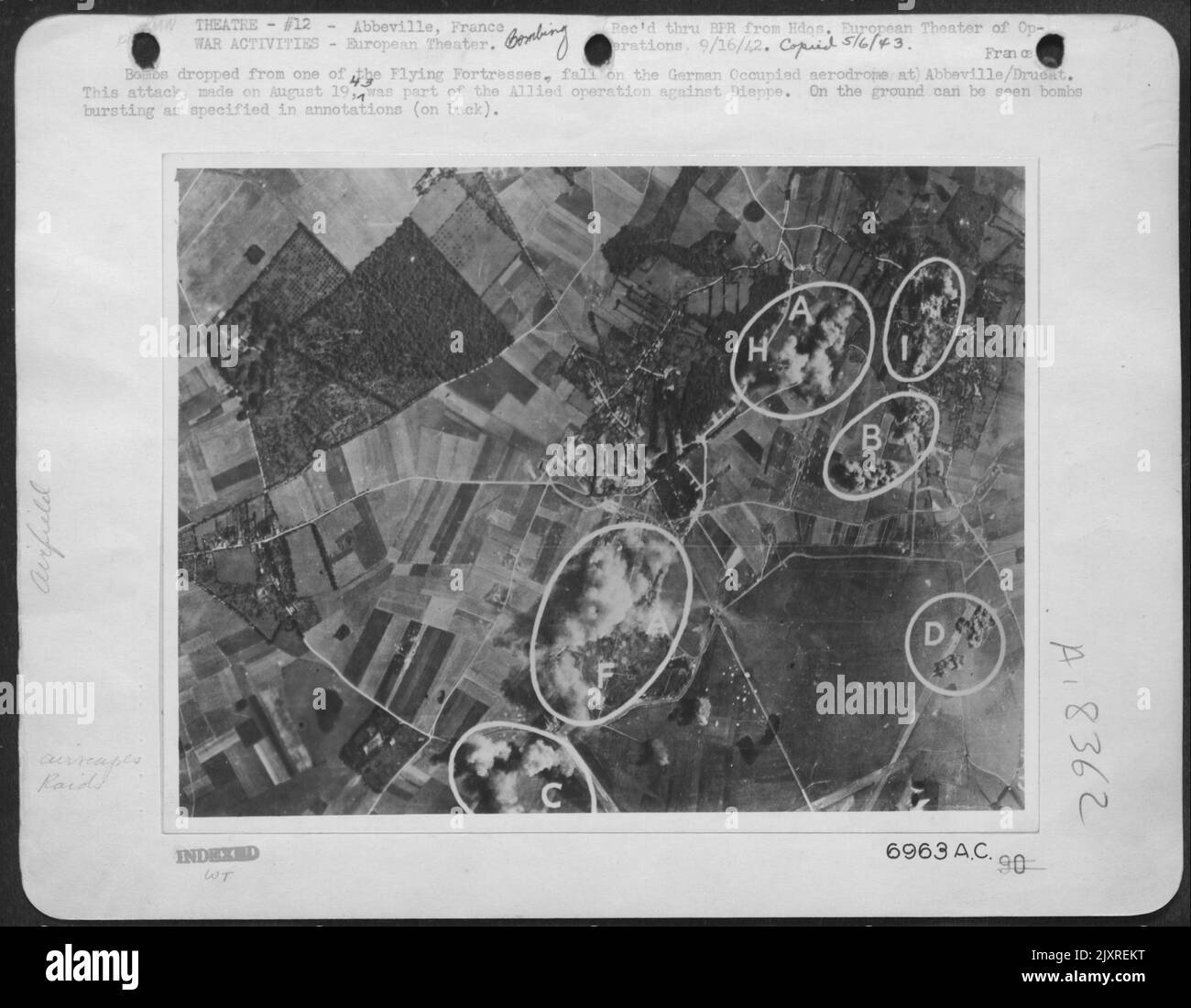 No. 2. Taken after No. 1. Annotations: A. Bombs bursting in the north ...
