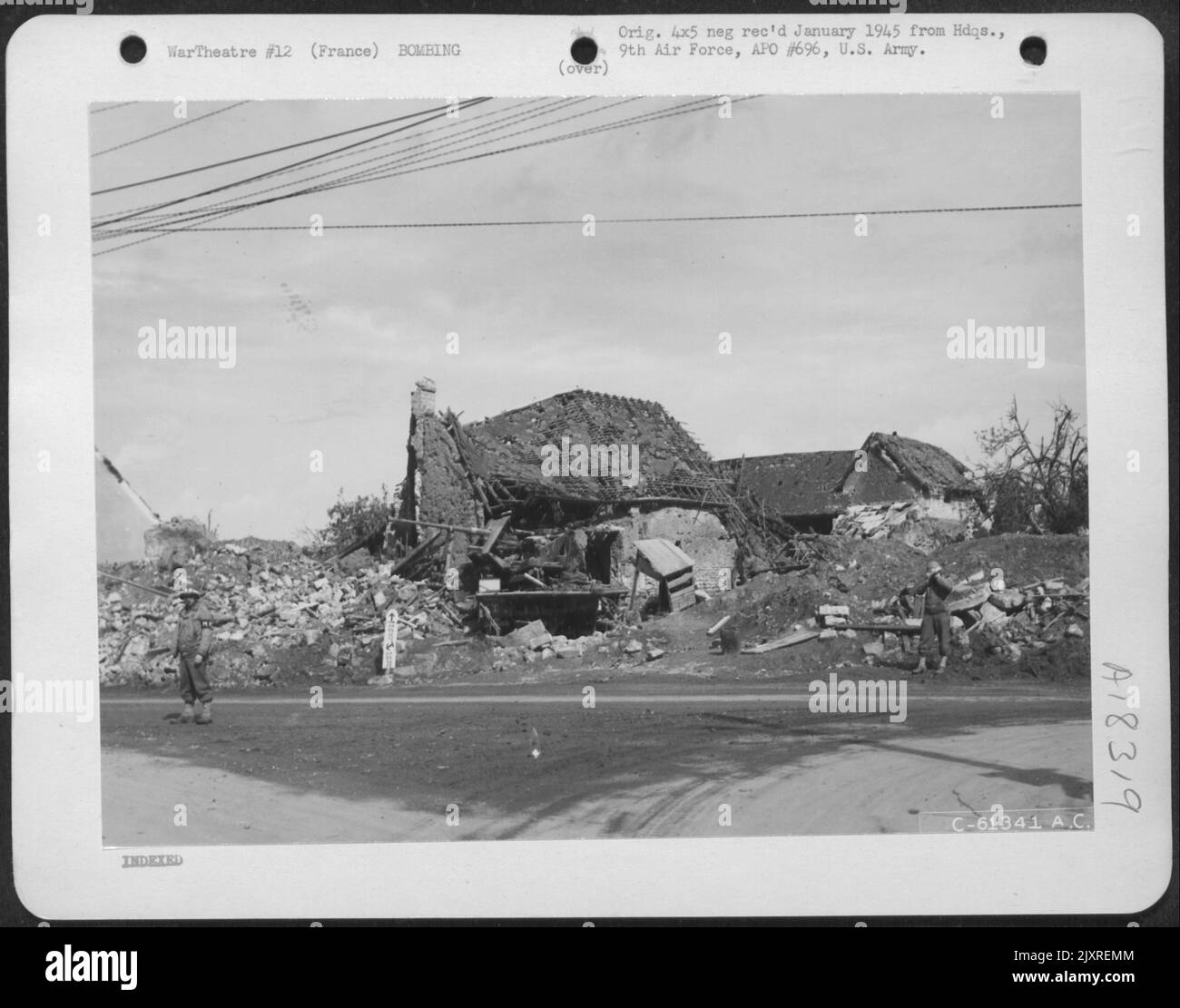 Bomb Damage To City In France. 8 July 44. [German Anti-Aircraft Sd.Kfz ...