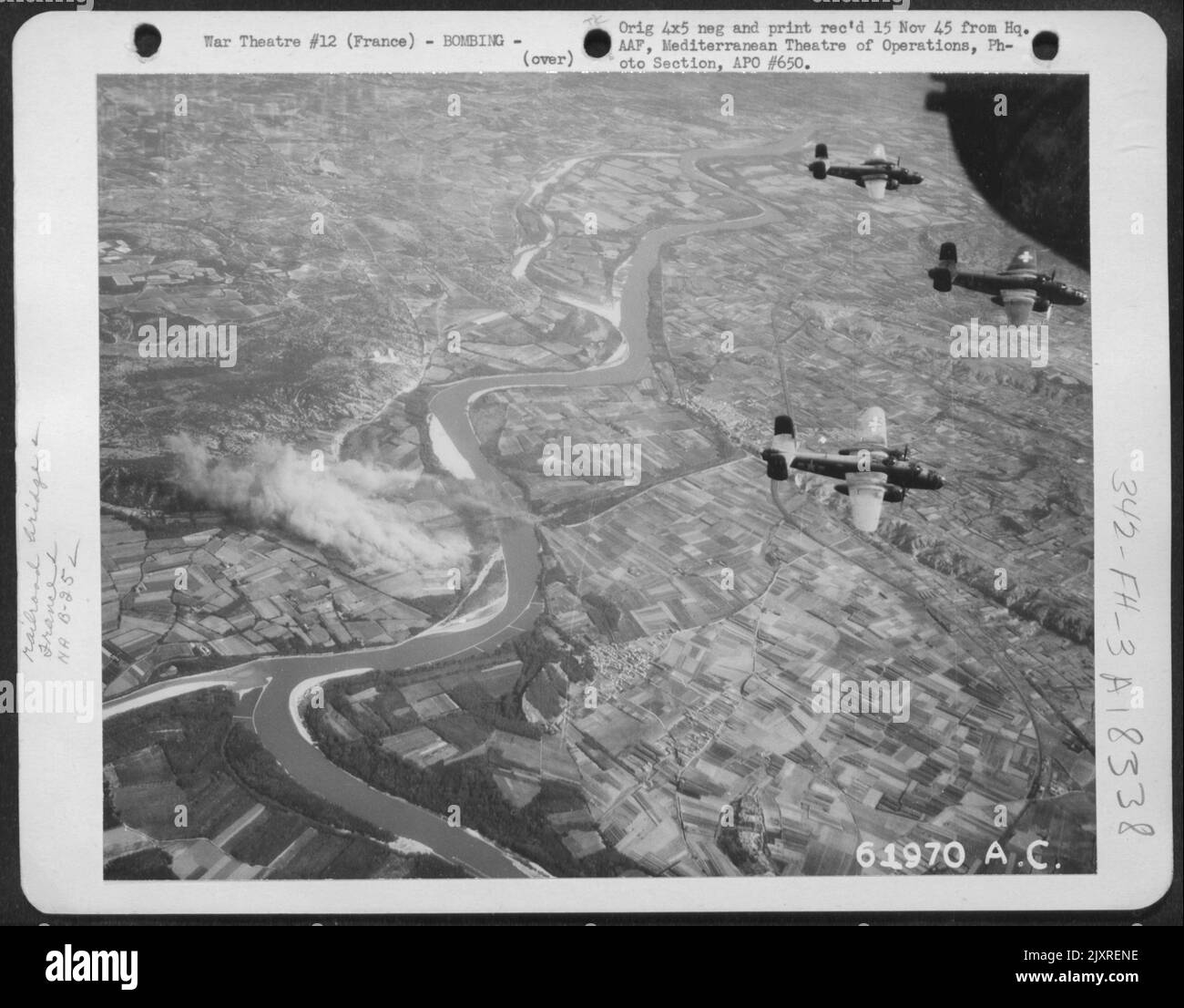 Bombing Of Railroad Bridge By North American B-25 "Mitchells" Of The ...