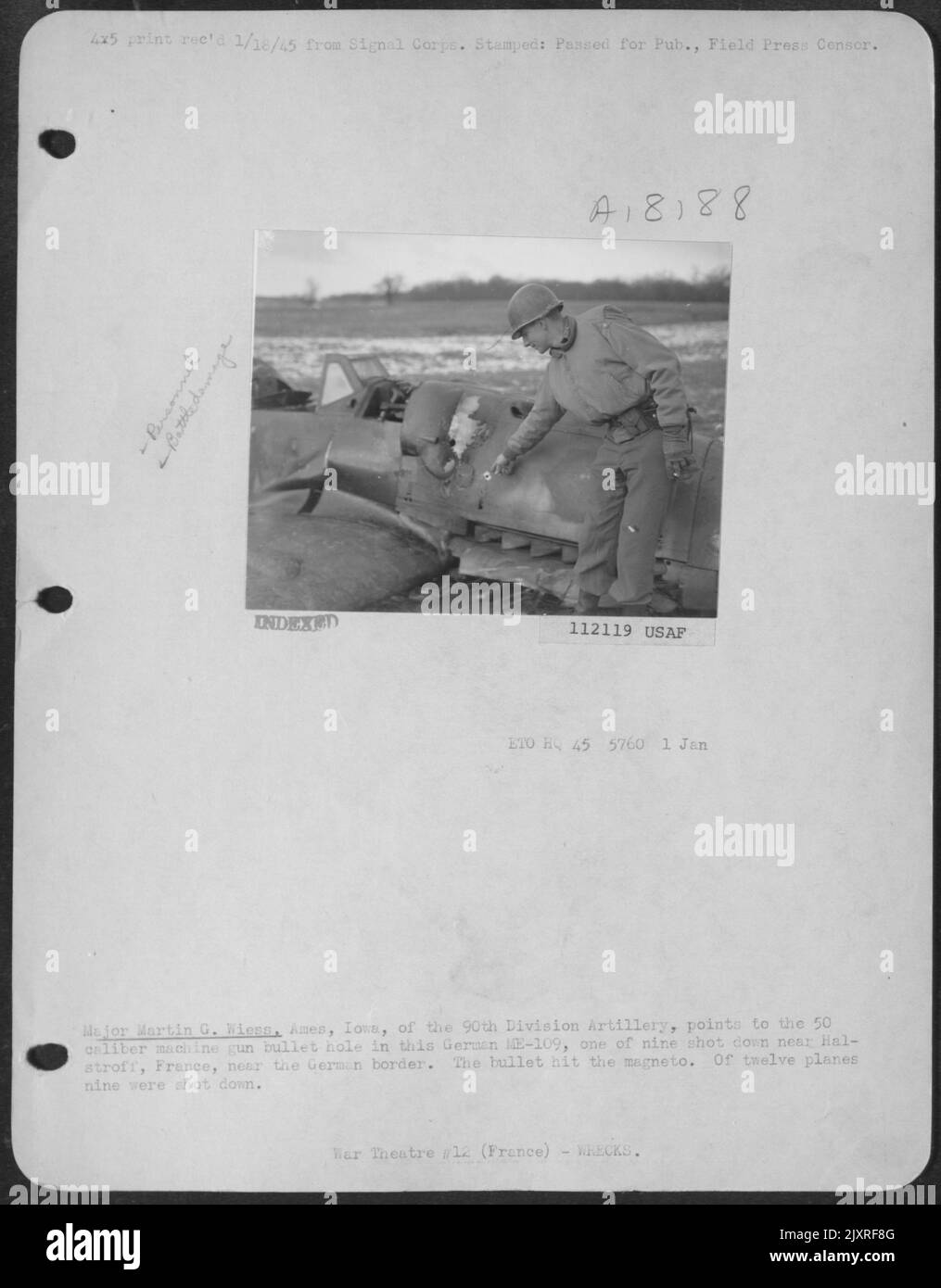 Major Martin G. Wiess, Ames, Iowa, Of The 90Th Division Artillery ...