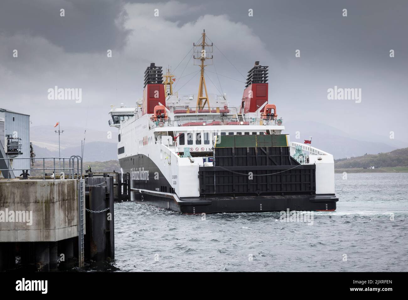 A CalMac ferry reverses at Ullapool harbour, Scotland Stock Photo - Alamy