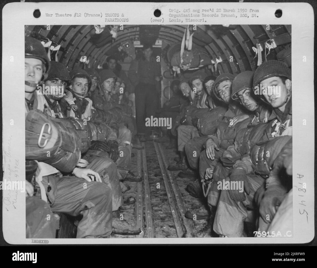 Paratroopers Of The 439Th Troop Carrier Group Aboard A Douglas C-47 ...
