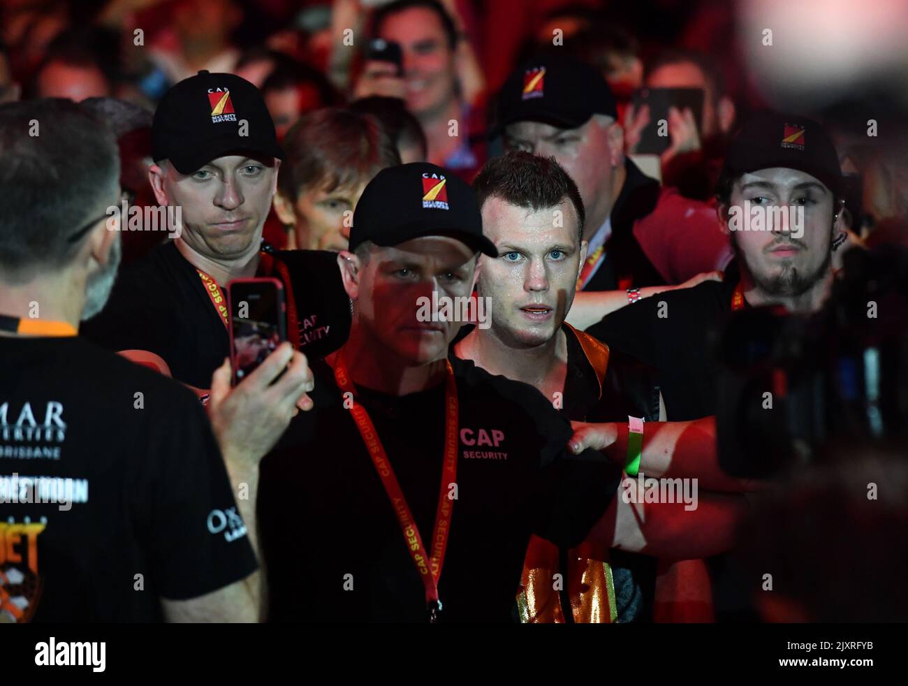 Australian boxer's Jeff Horn (centre) is seen entering the ring before ...