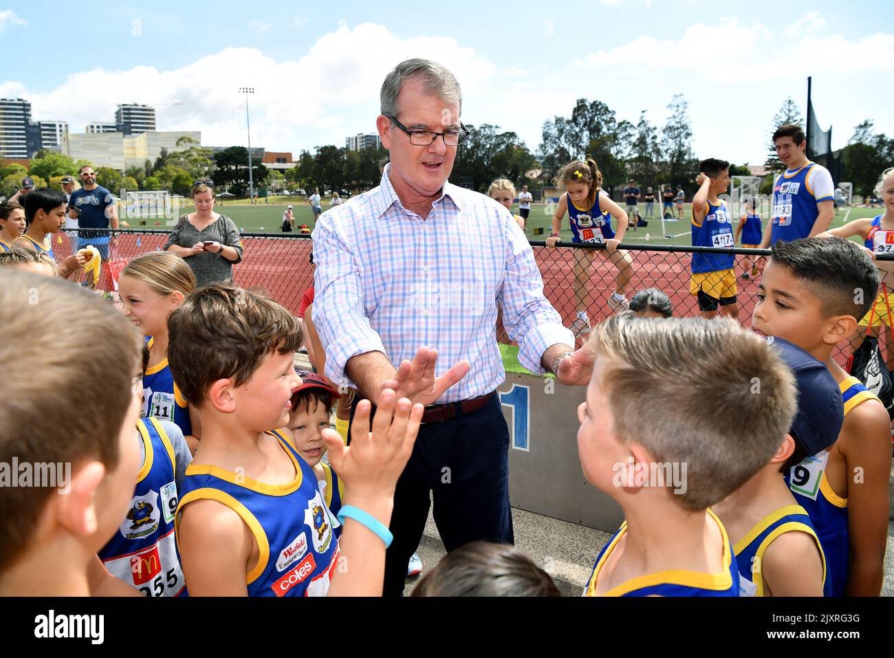 NSW Opposition Leader Michael Daley greets kids from the Randwick ...