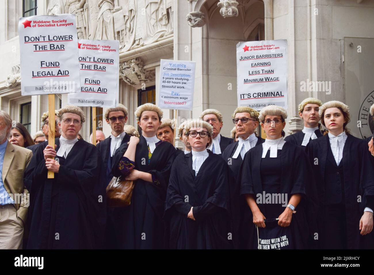 London, UK. 6th September 2022. Criminal barristers gathered outside ...