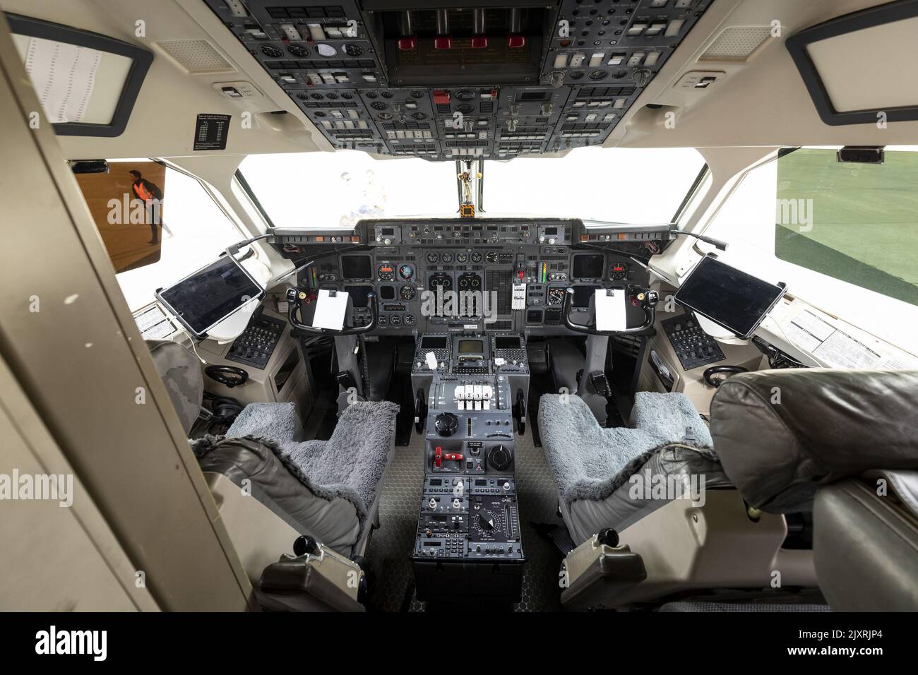 A view inside the cockpit of a large Air Tanker is seen during the ...