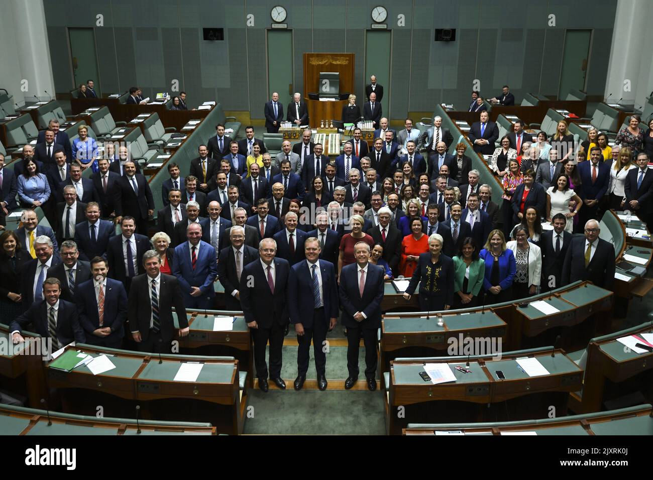 Members of the 45th Parliament pose during a family picture ahead of ...