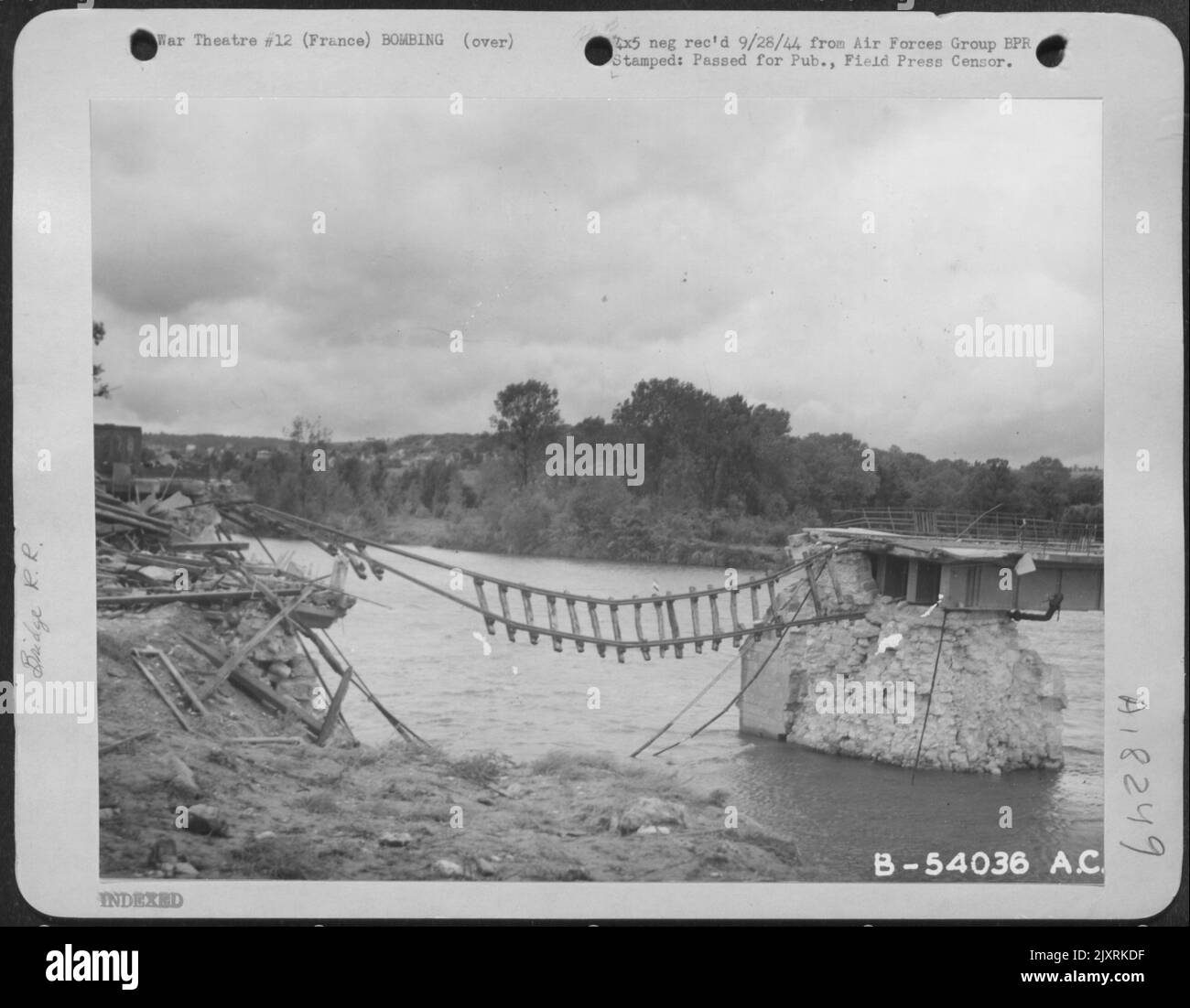 FRANCE-This is what was left of the shore and of the railroad bridge ...