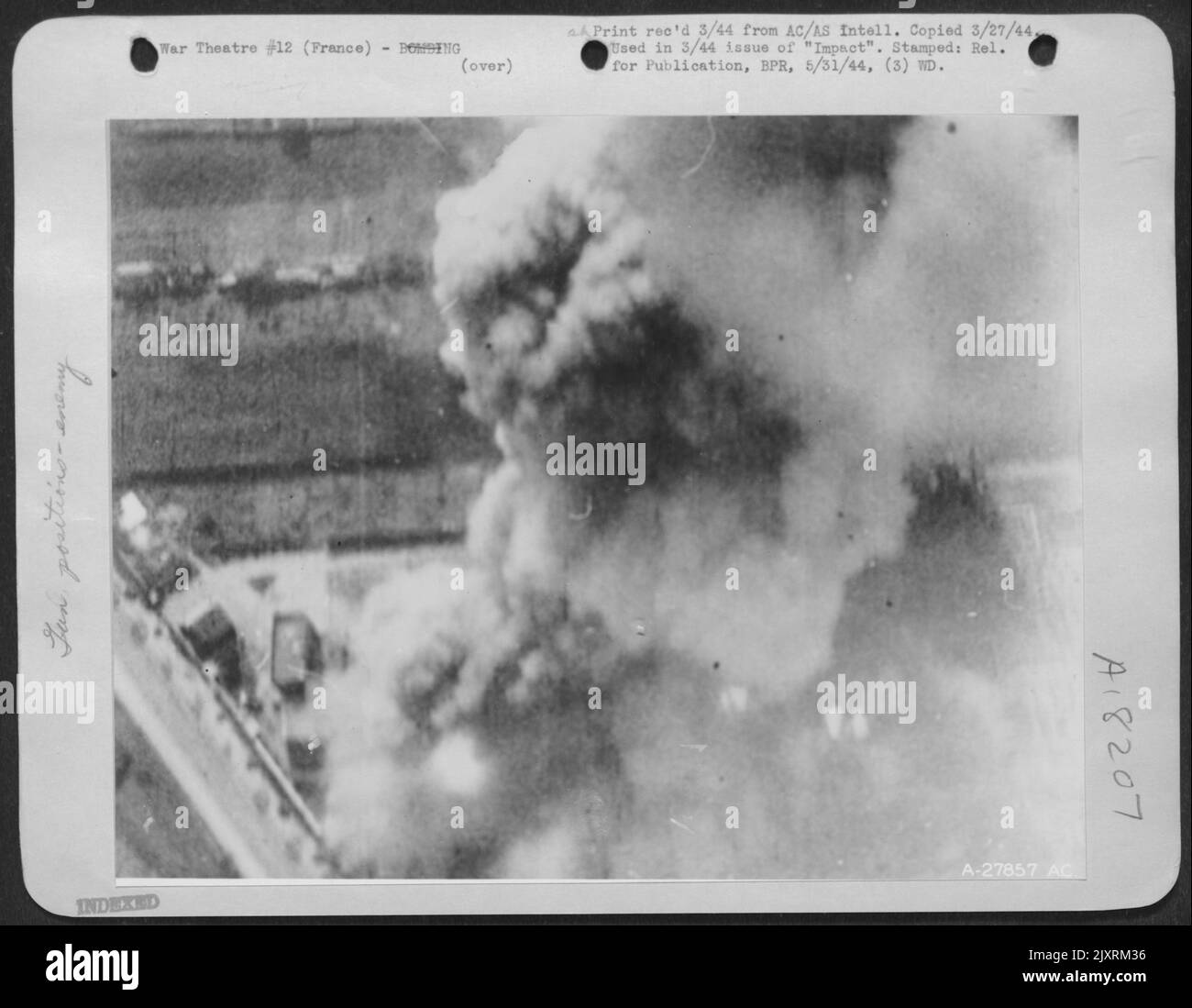 FRANCE-Over target, plane flies thru smoke of previos bursts to escape ...