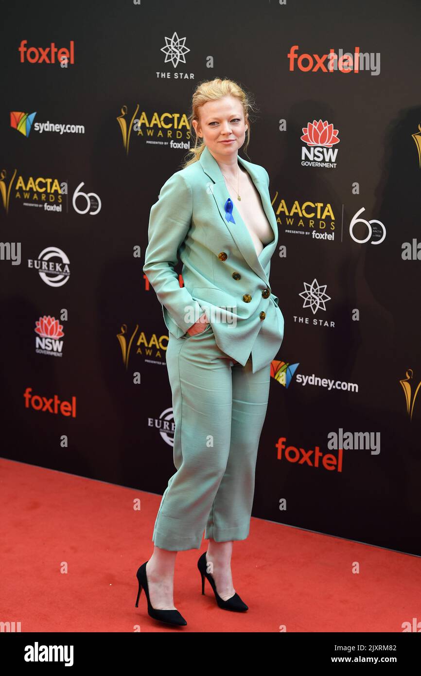 Sarah Snook arrives at the AACTA Awards at The Star, in Sydney ...
