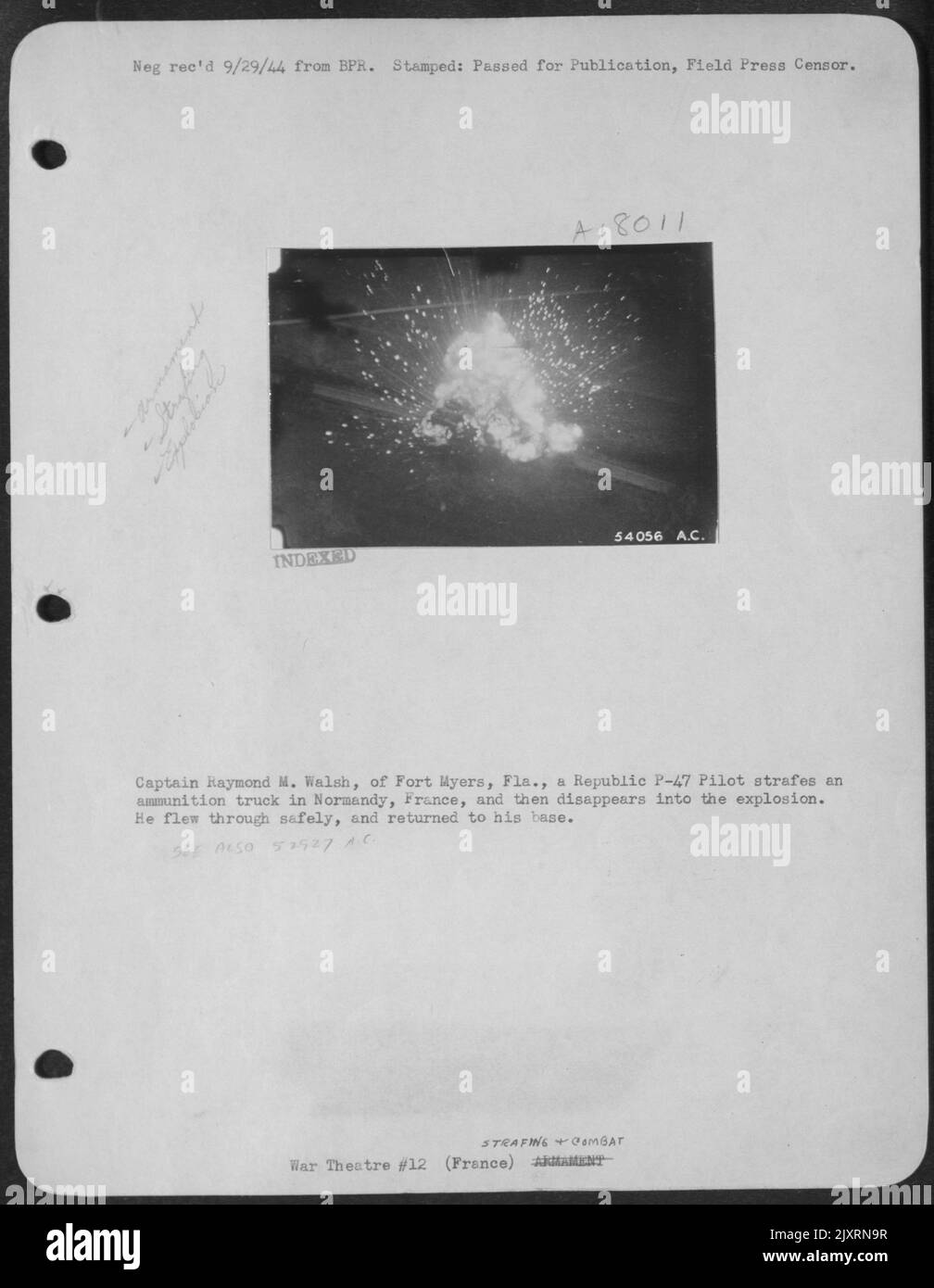 Captain Raymond M. Walsh, of Fort Myers, Fla., a Republic P-47 Pilot ...