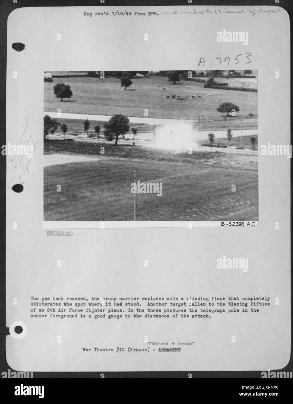 The gas tank reached, the troop carrier explodes with a blinding flash ...