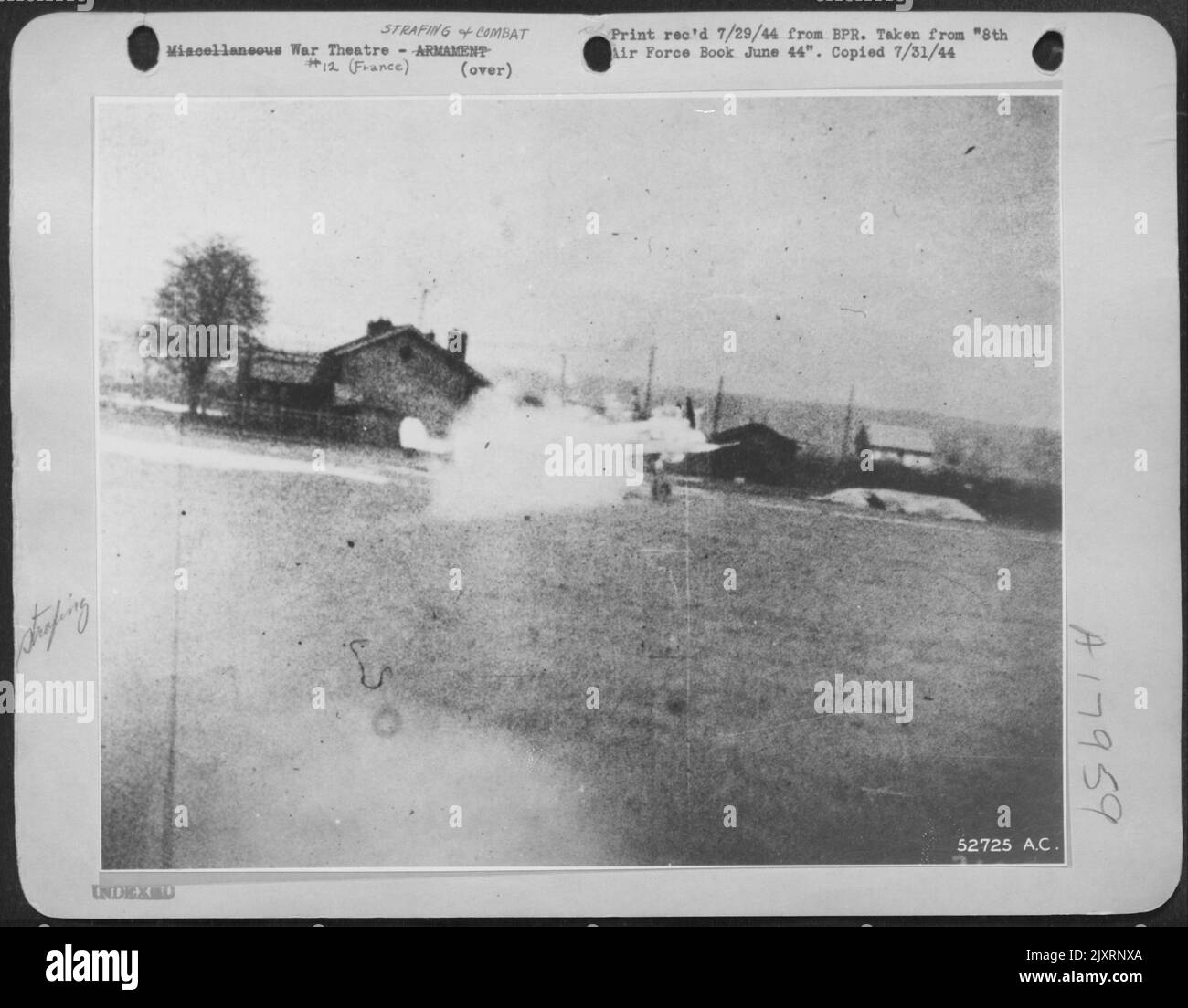 Coming in low a fighter's .50 caliber bullets rip through a JU-88 and ...