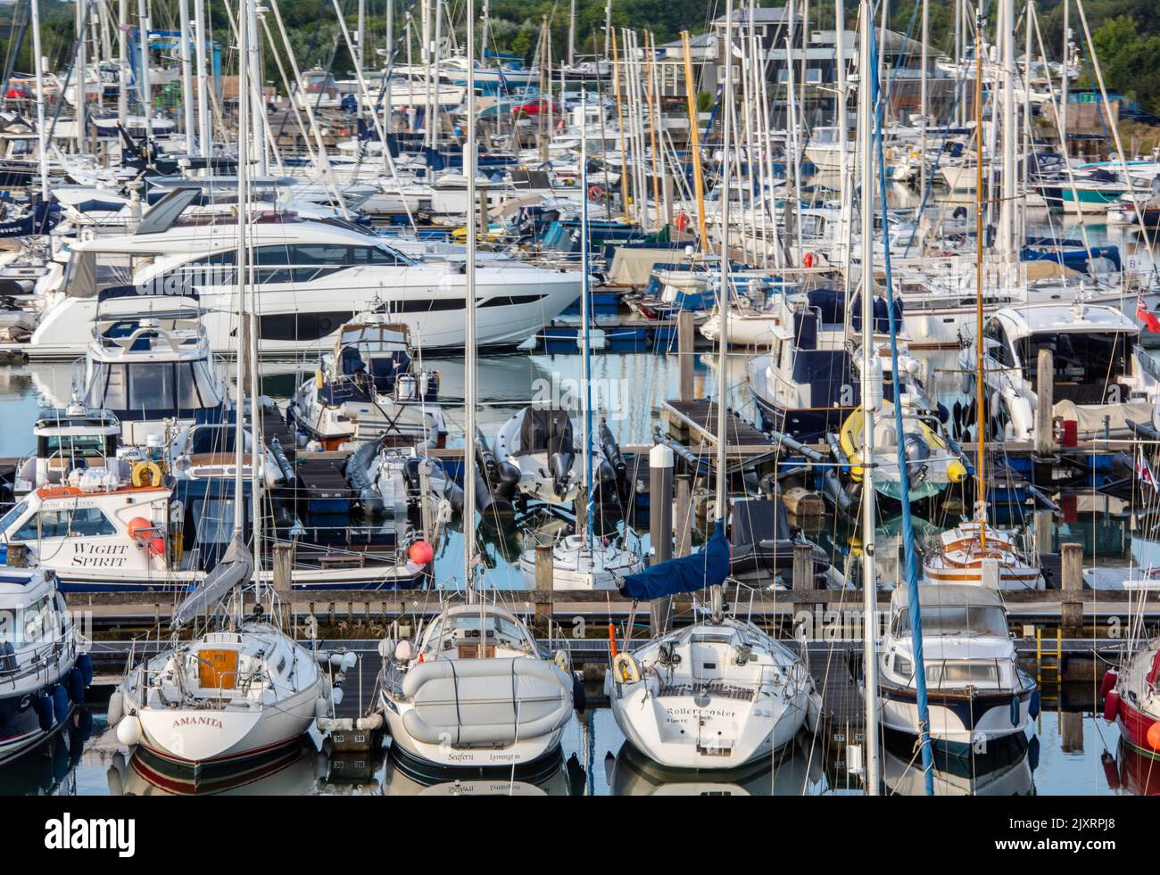 packed yachting marina at lymington hampshire, full marina with yachts ...