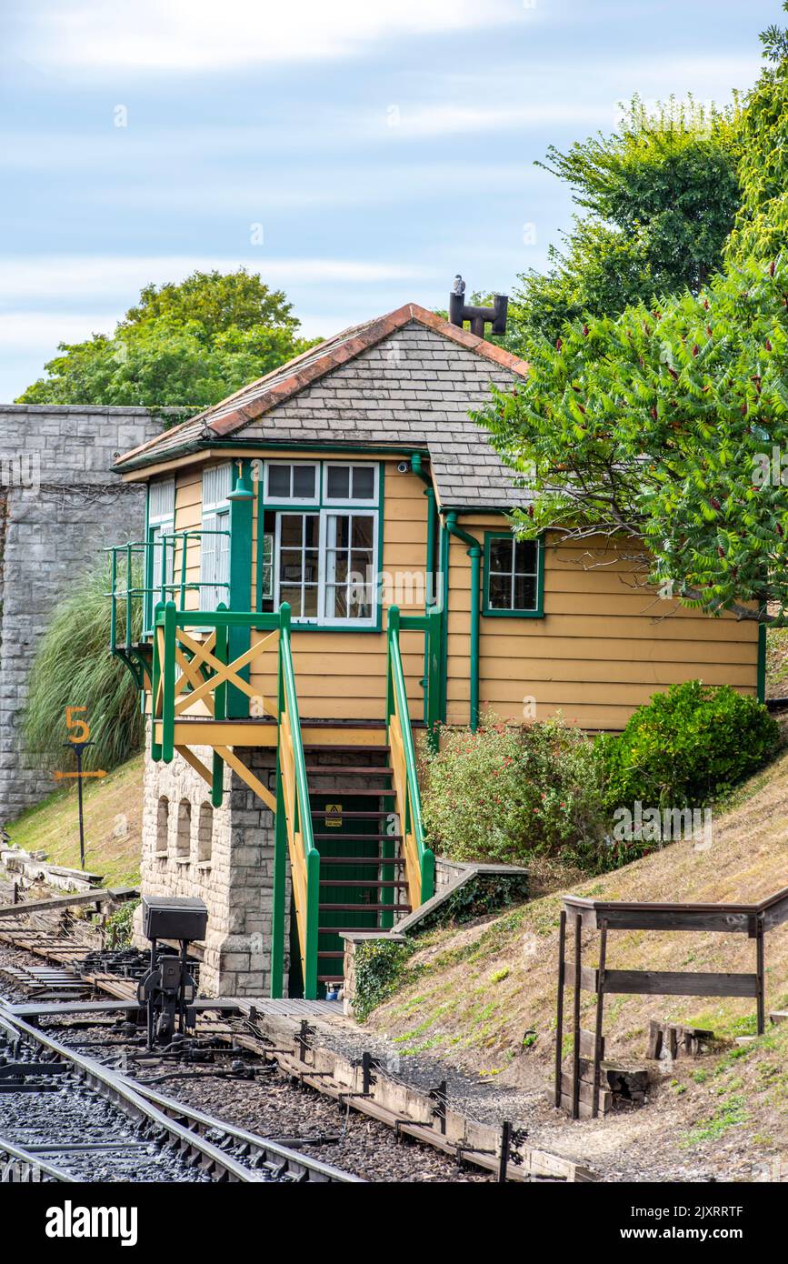 swanage railway station signal box on the preserved line at swanage and ...