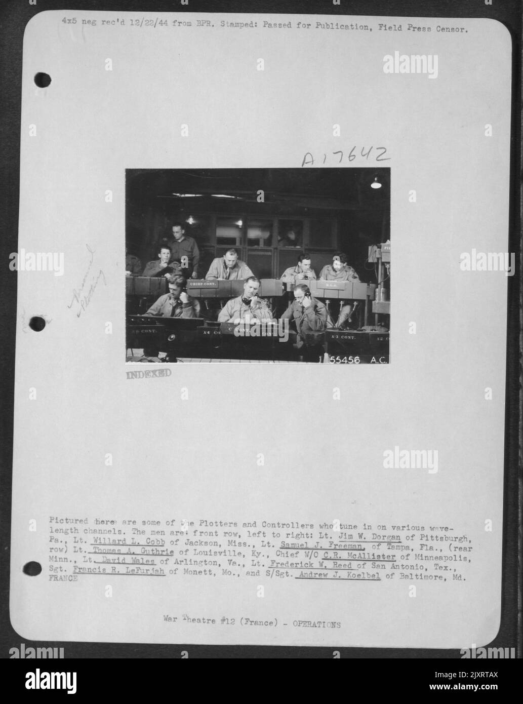 Pictured here are some of the Plotters and Controllers who tune in on ...