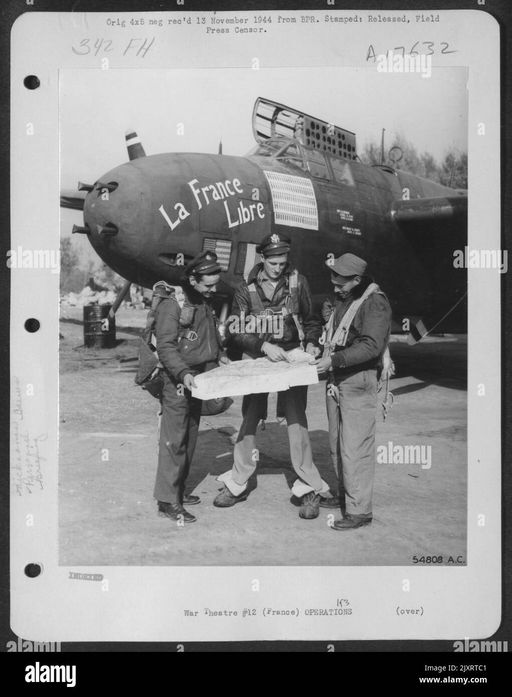 Crew of "LA FRANCE LIBRE," the first 9th Air Force Douglas A-20 bomber ...