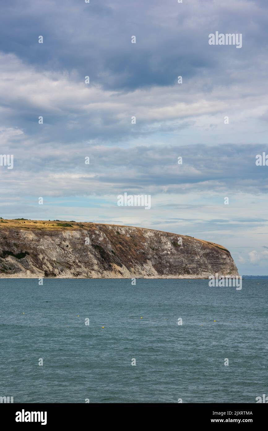 cliffs and clifftops at swanage bay on the isle of purbeck in dorset uk ...