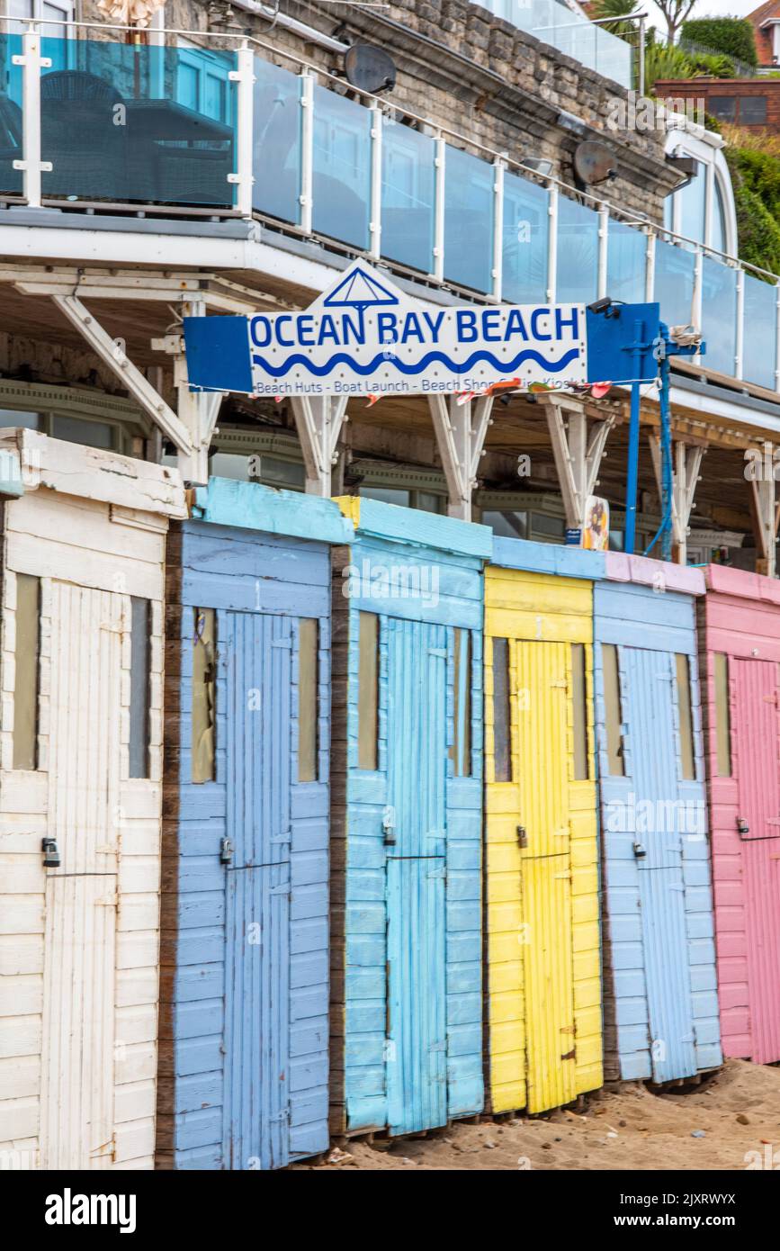 colourful beach huts on the seafront at swanage on the isle of purbeck ...