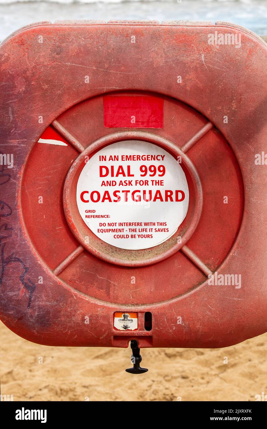 lifebuoy at the coast for rescue, rescue boy on beach, coastguard ...