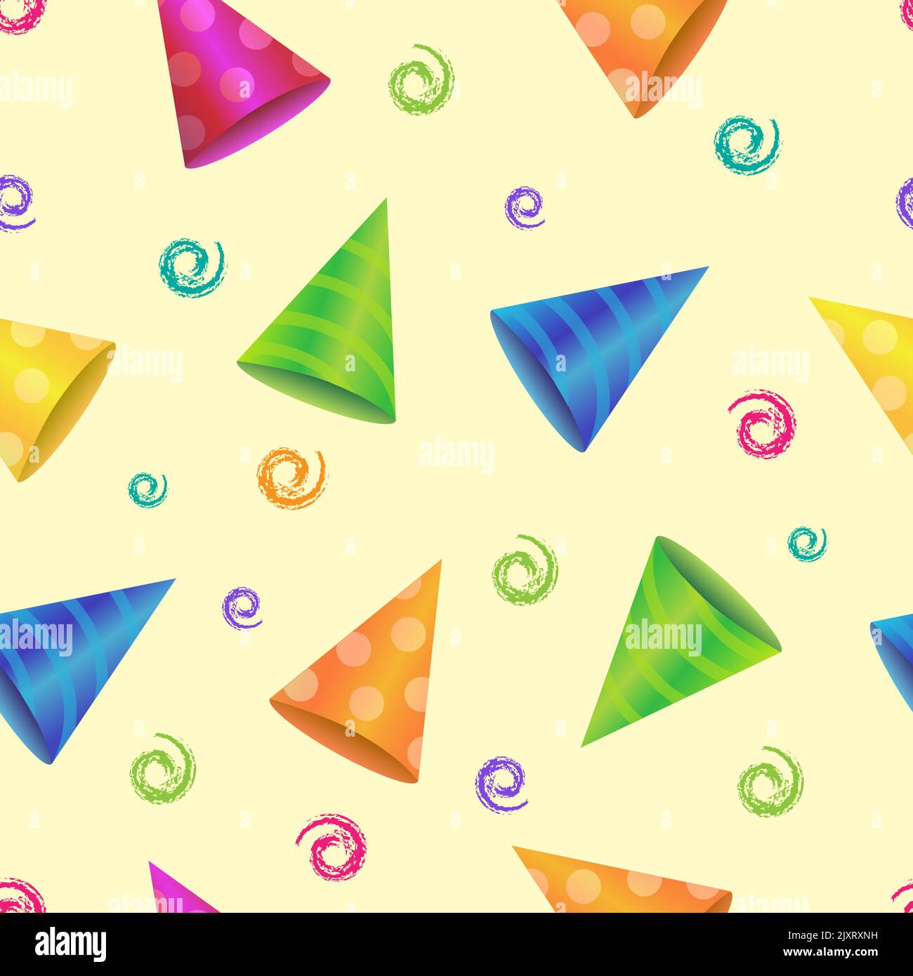 Seamless Pattern with Party Hats. Funny birthday background concept ...