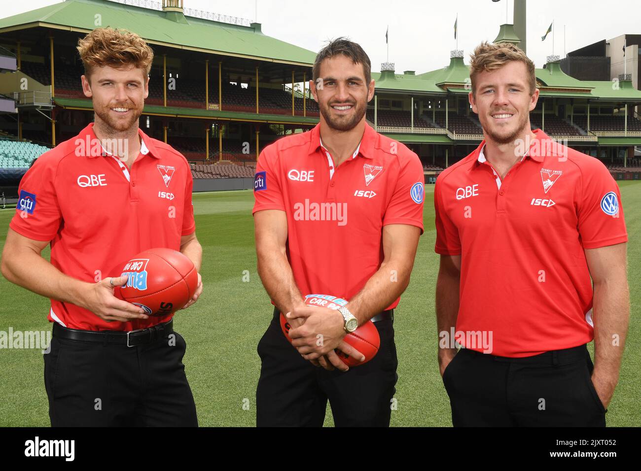 (L-R) Sydney Swans' Luke Parker, Josh Kennedy and Dane Rampe are ...