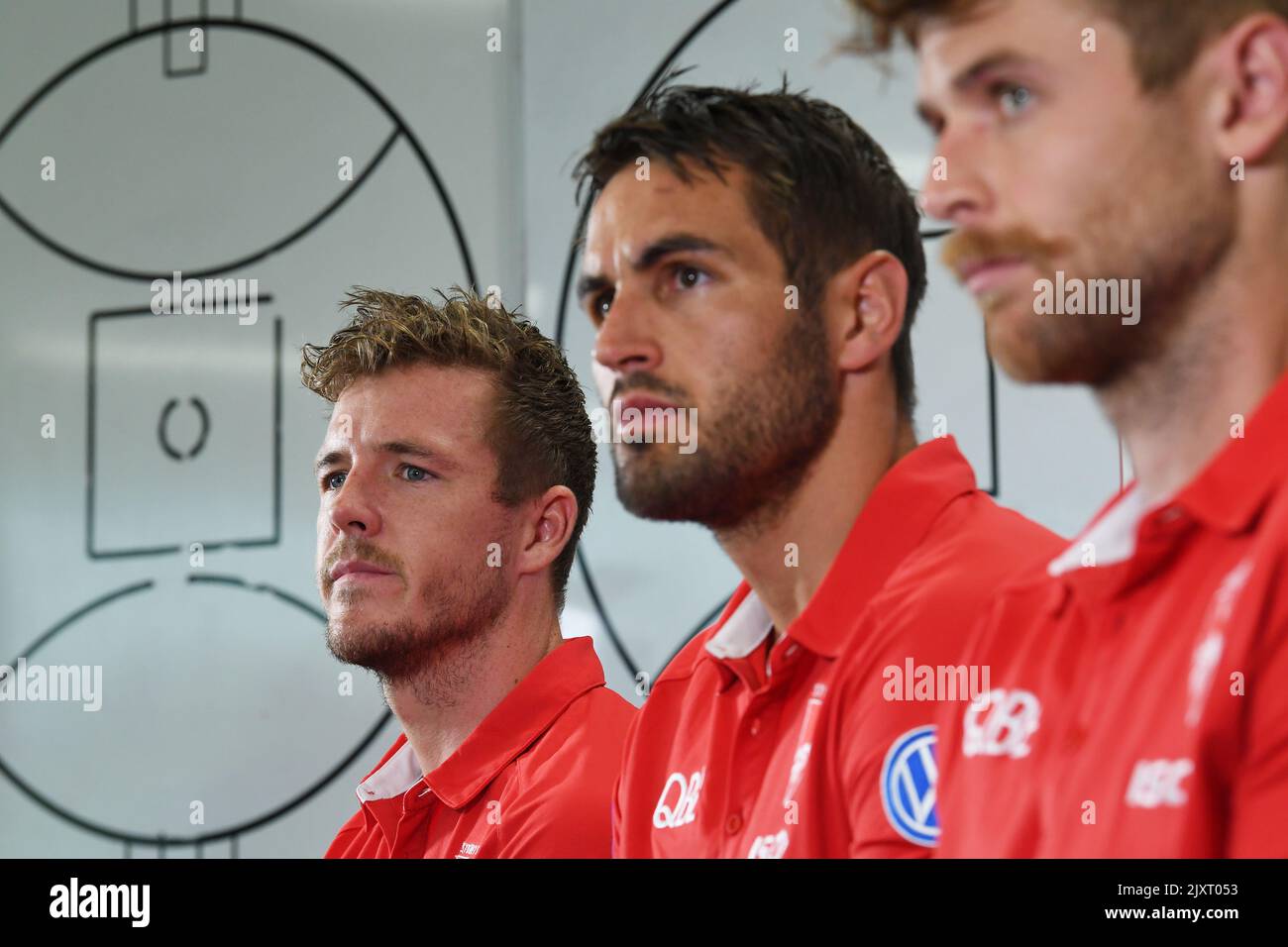 (L-R) Sydney Swans' Luke Parker, Josh Kennedy and Dane Rampe are ...
