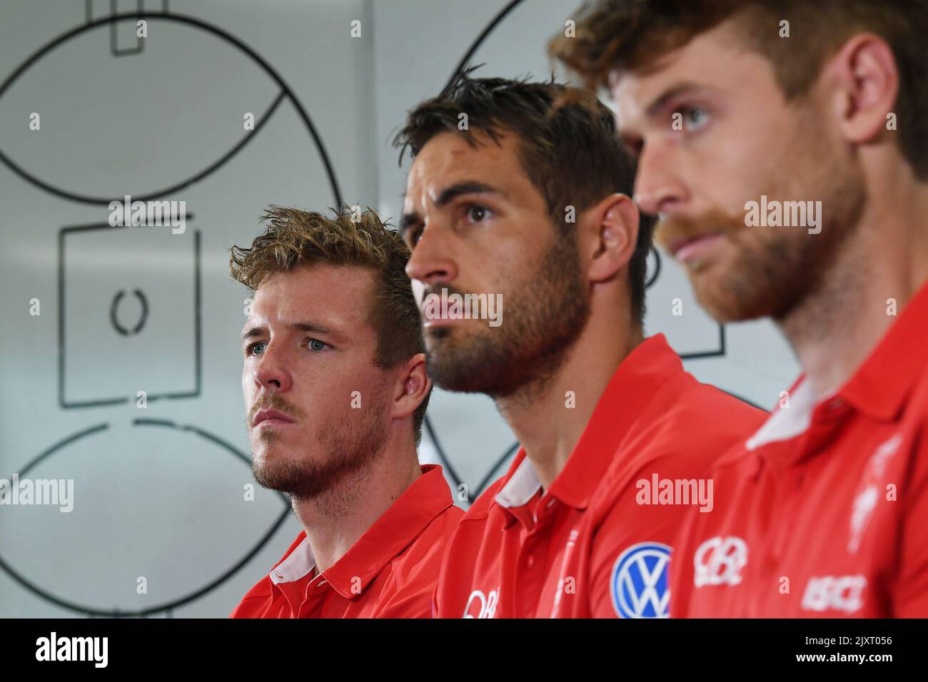 (L-R) Sydney Swans' Luke Parker, Josh Kennedy and Dane Rampe are ...