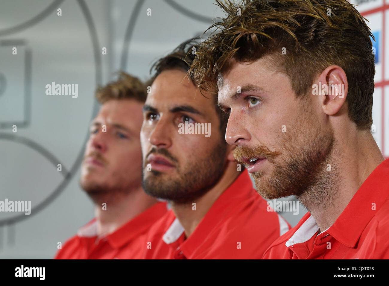 (L-R) Sydney Swans' Luke Parker, Josh Kennedy and Dane Rampe are ...
