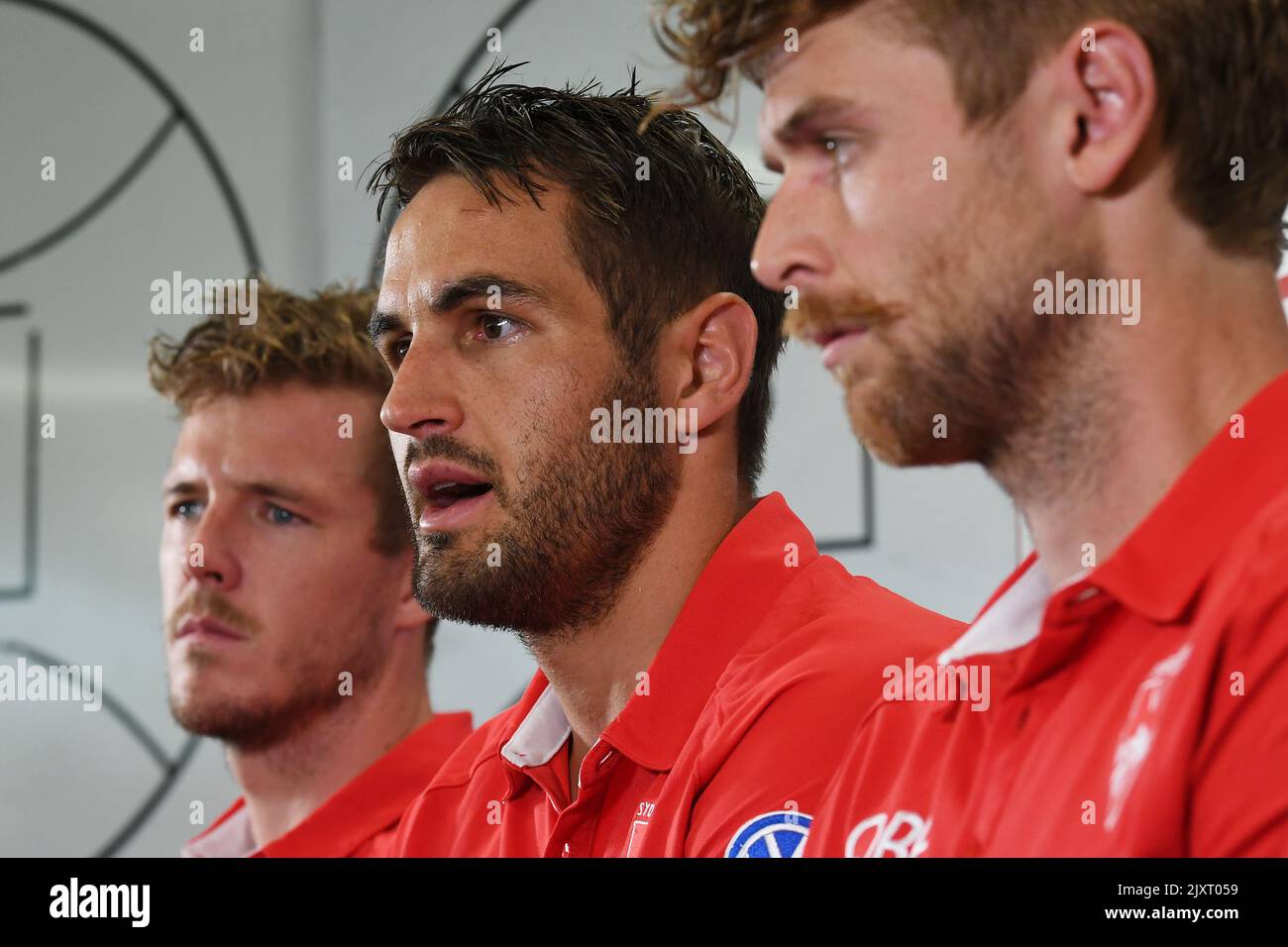 (L-R) Sydney Swans' Luke Parker, Josh Kennedy and Dane Rampe are ...