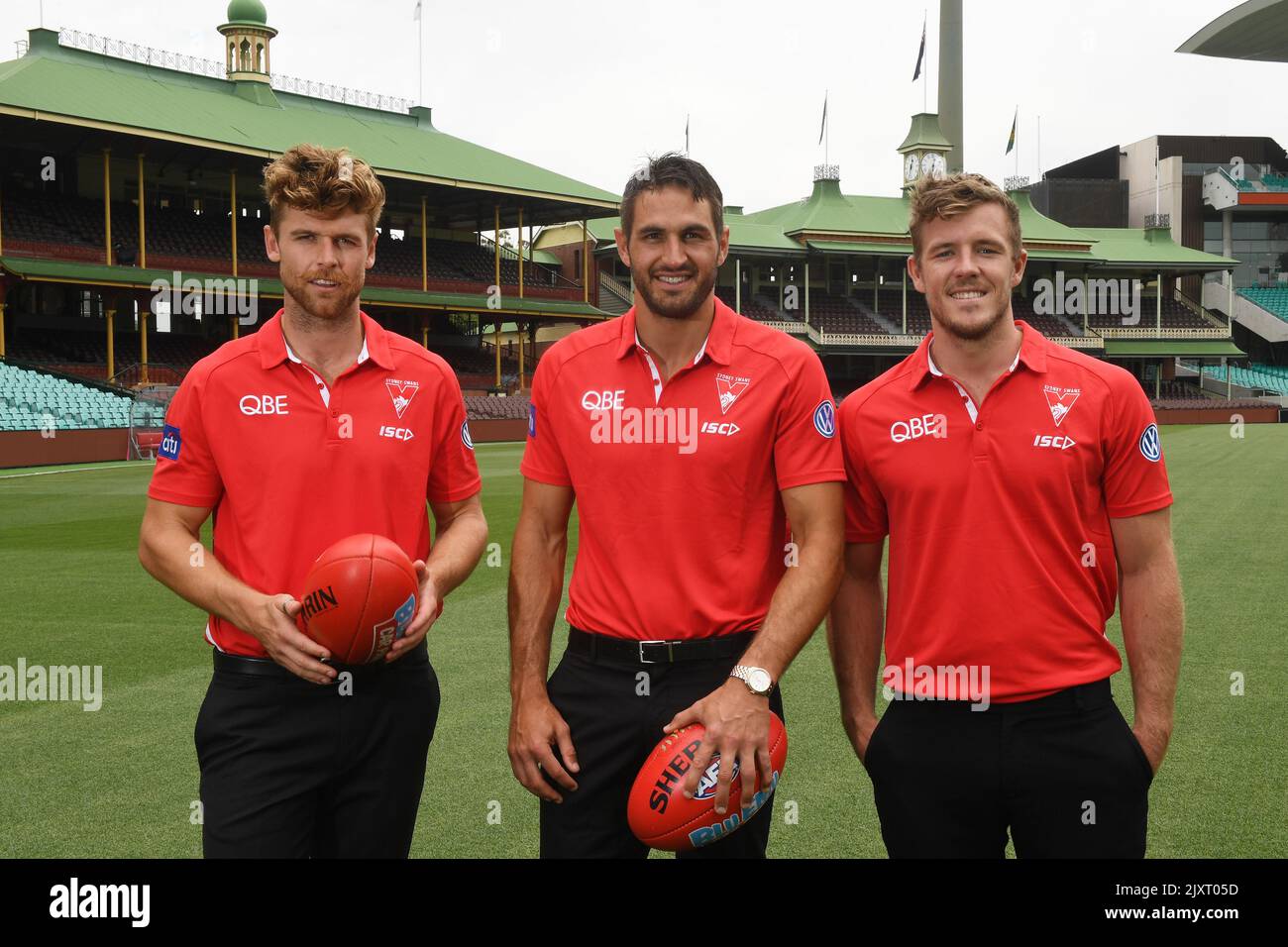 (L-R) Sydney Swans' Luke Parker, Josh Kennedy and Dane Rampe are ...